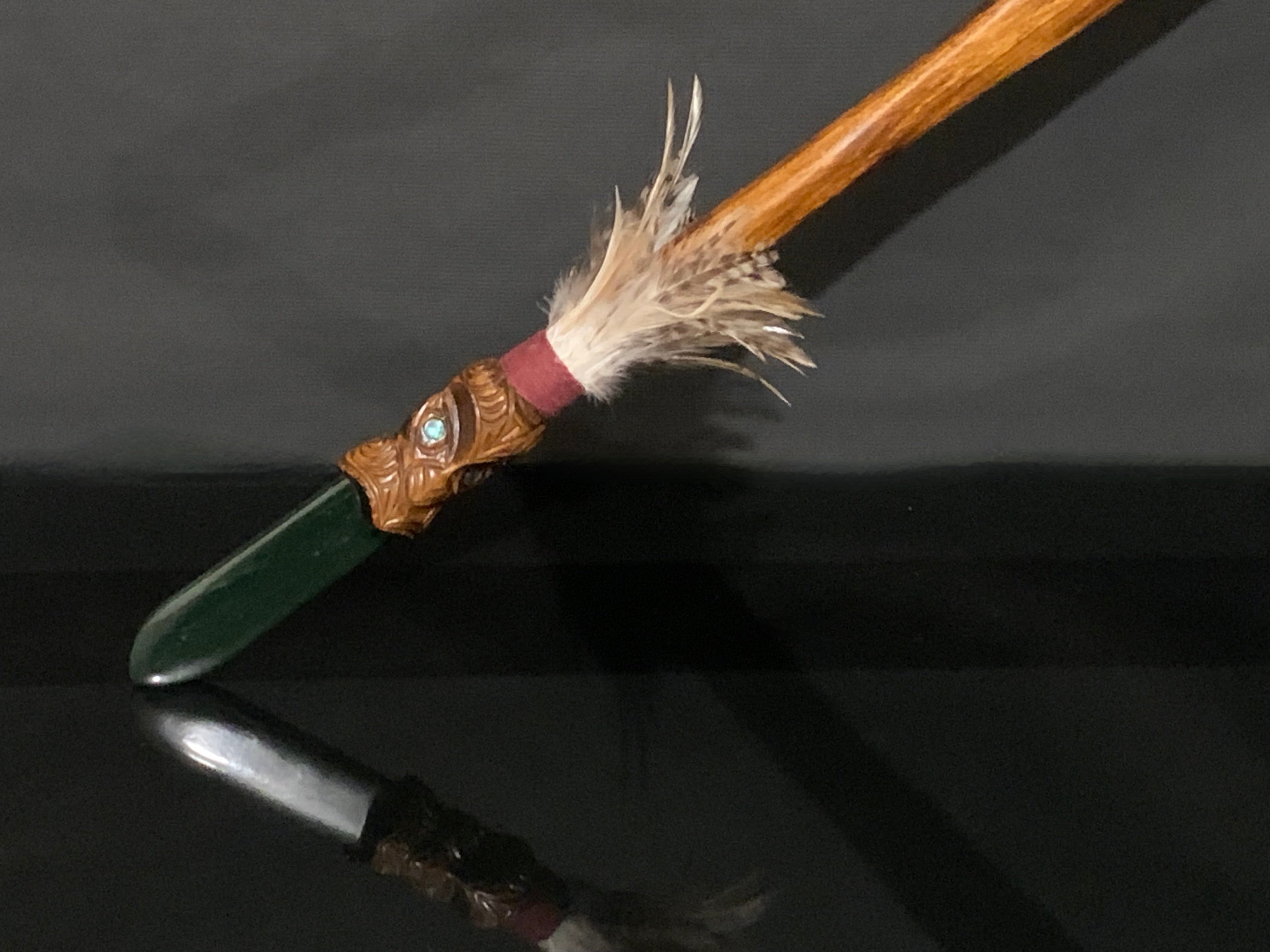 Carved Maori Taiaha on Stand – silverferngallery