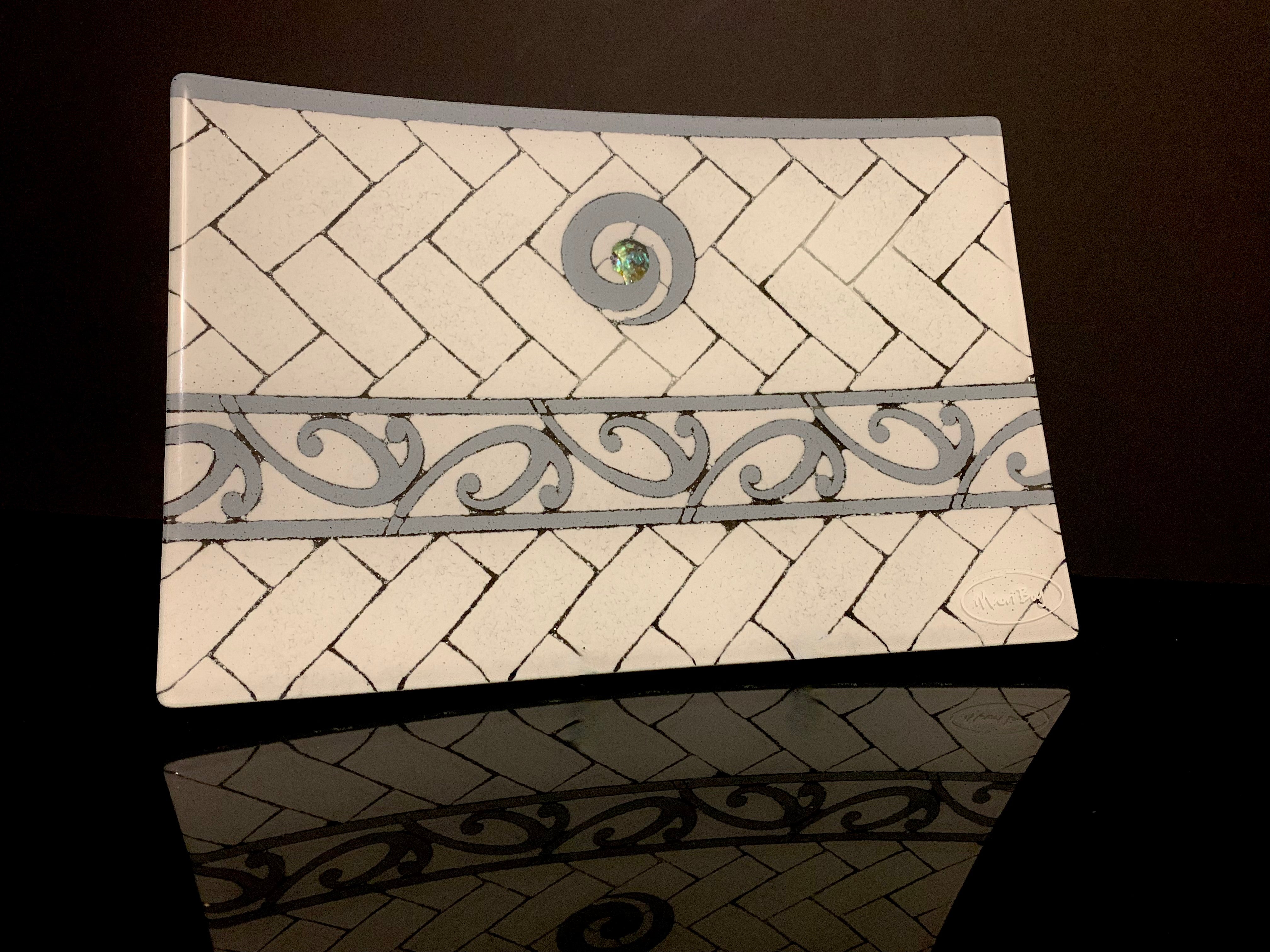 Glass Plate | Paua Kete Design | Made in New Zealand | Maori Design ...