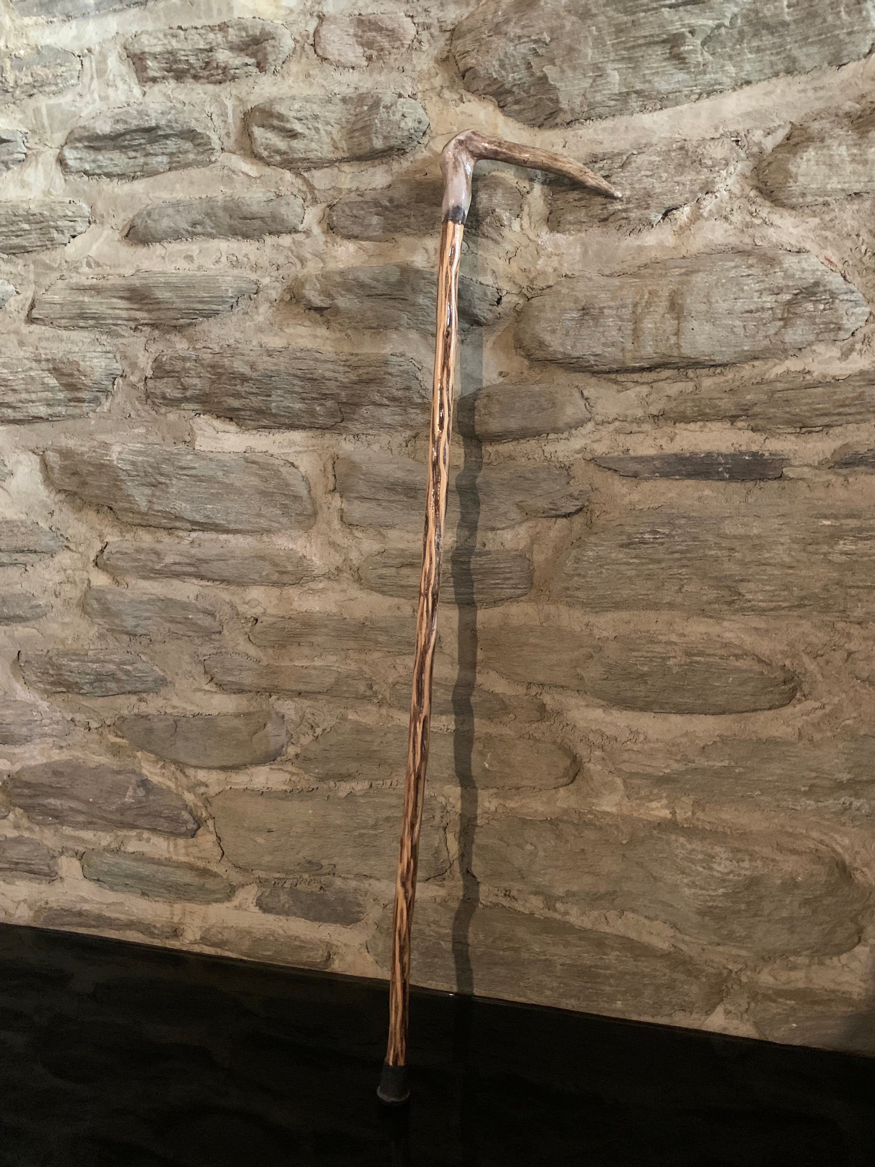 Hand Crafted Walking Stick with deer antler handle made in New Zealand ...