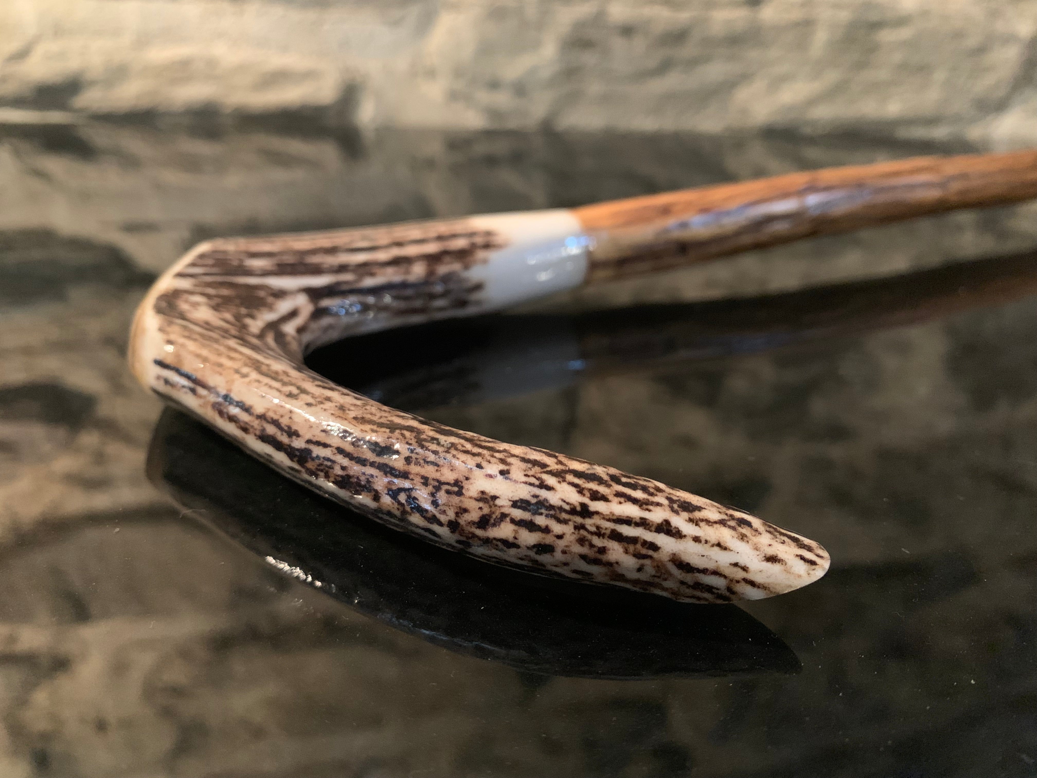 Hand Crafted Walking Stick with deer antler handle made in New Zealand ...
