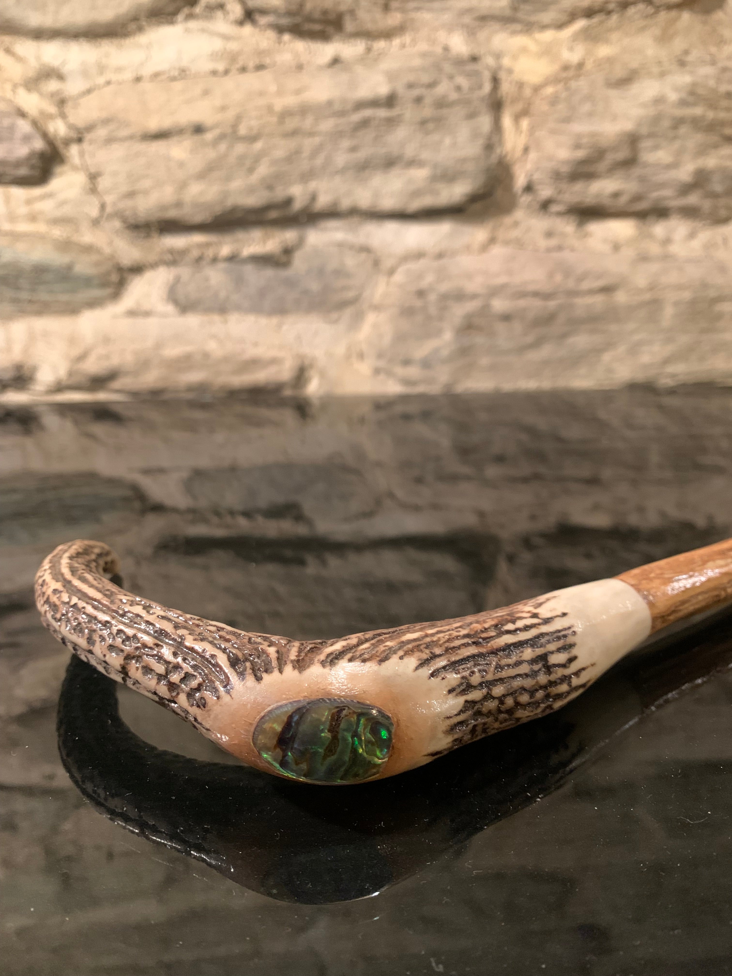 Hand Crafted Walking Stick with deer antler handle made in New Zealand ...