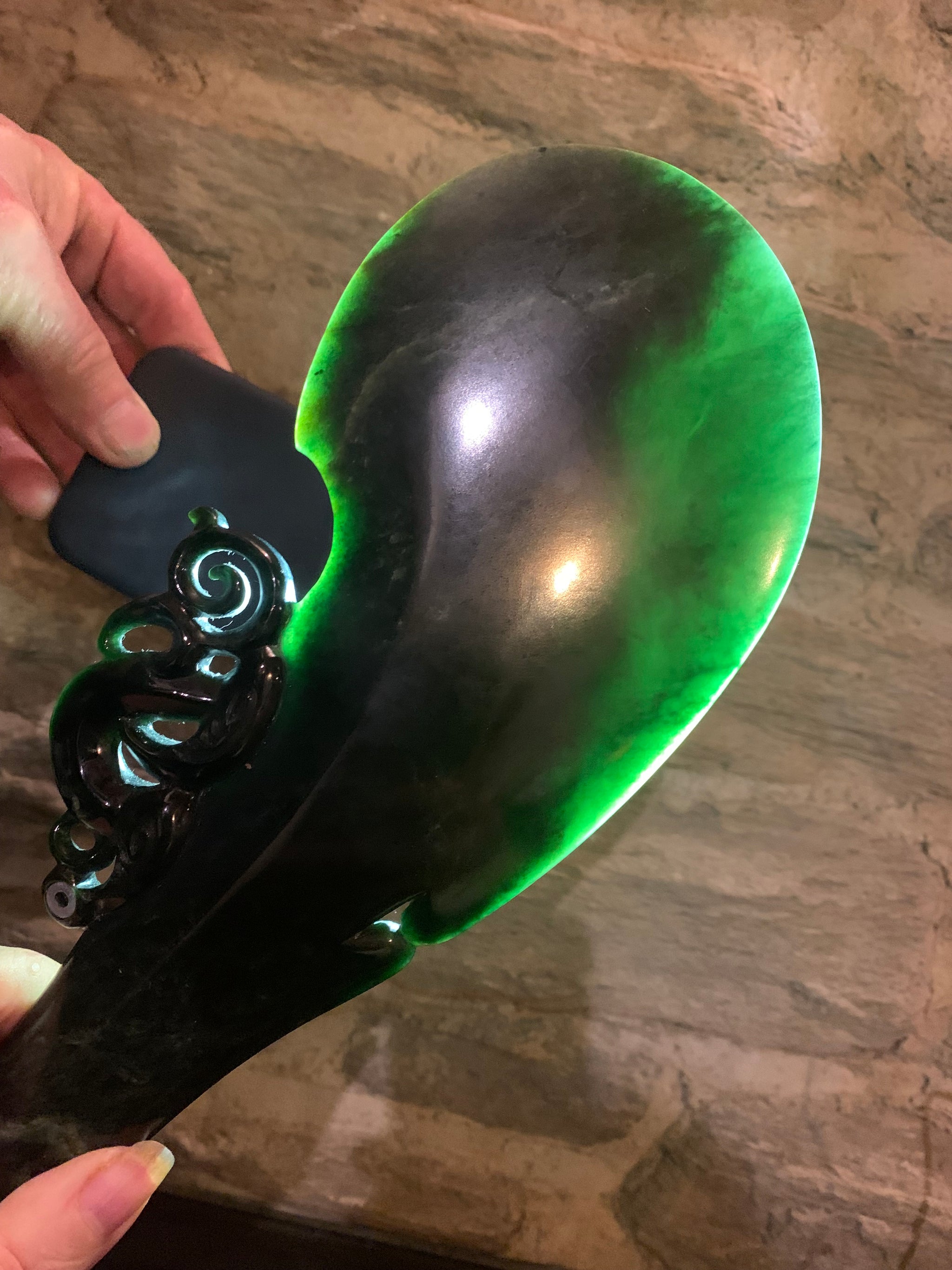 New Zealand Maori Pounamu Greenstone Wahaika Club Carved ...