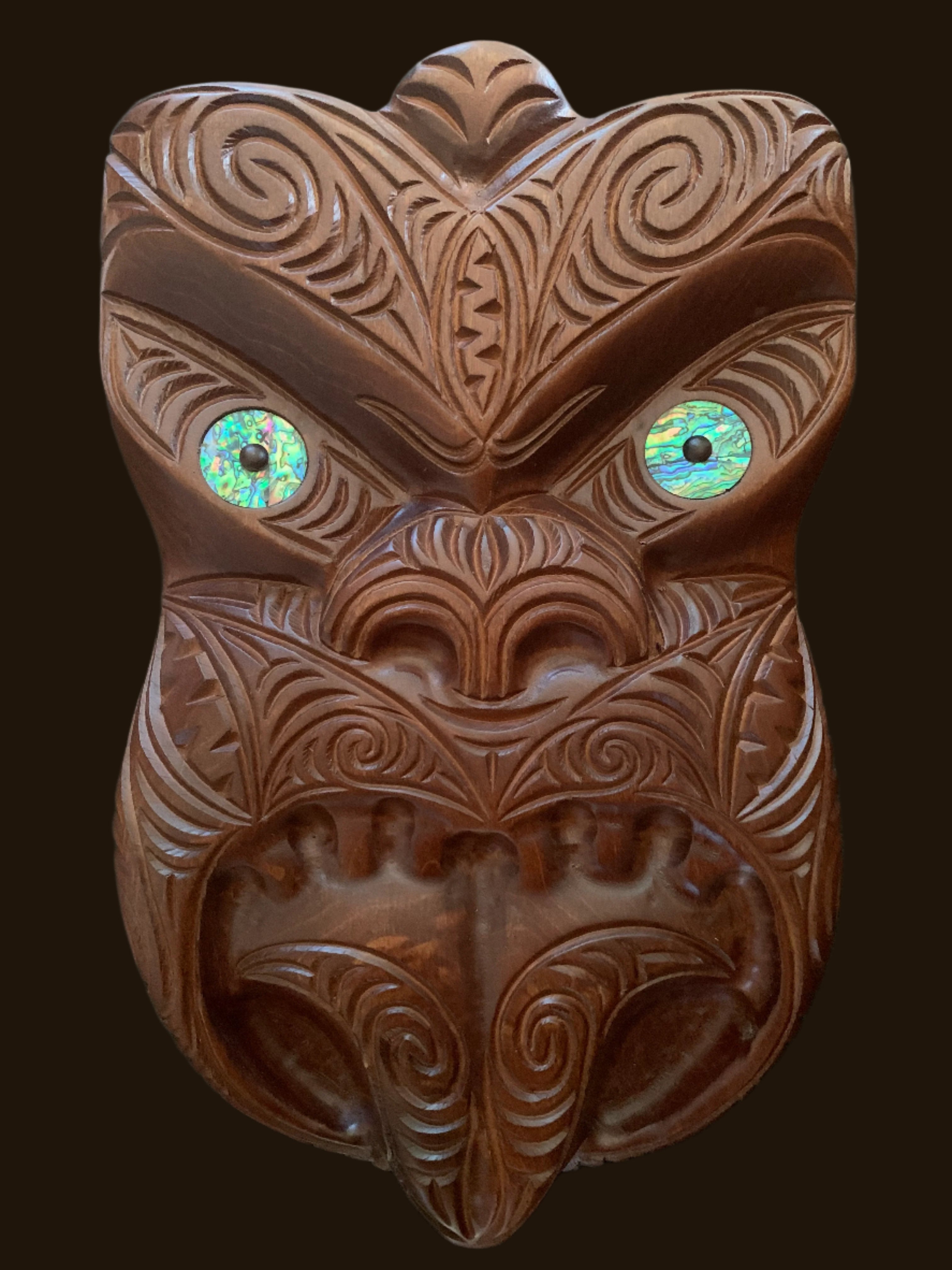 Carved Maori Wheku Mask 43cm – silverferngallery